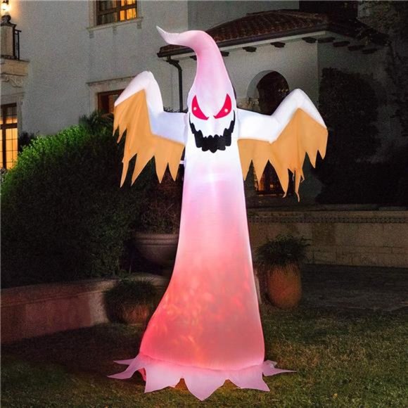 Holiday | 8ft Height Halloween Inflatable White Ghost With Red Rotating ...